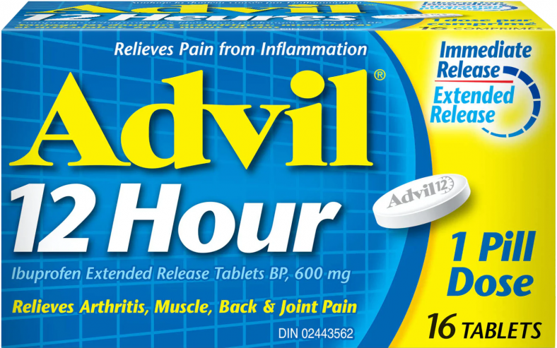 Advil 12 Hour Ibuprofen Extended Release Tablets BP, 600mg 16ct – LUCX ...